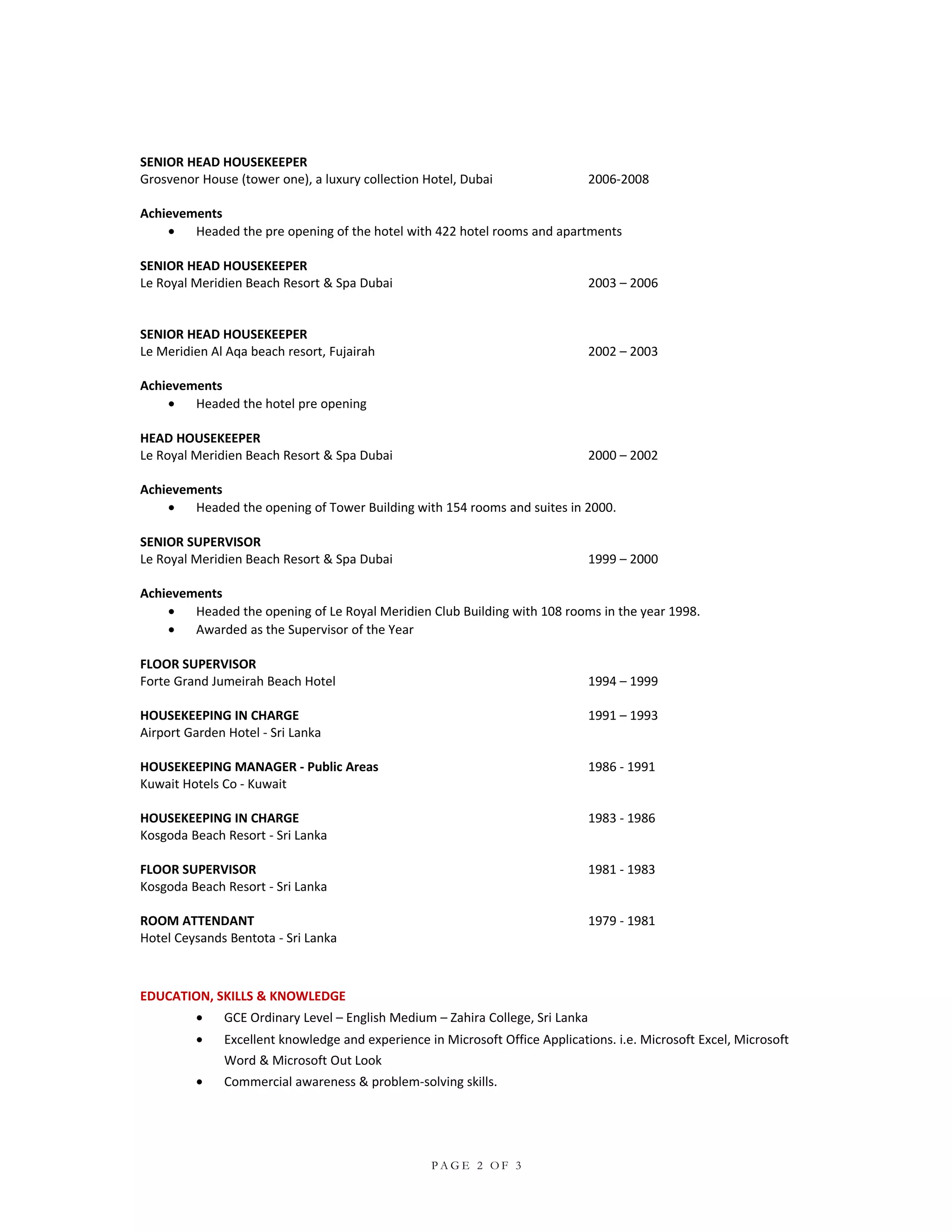 Wayne Hodgson New- cv | DOC | Hotels and Motels | Travel Type