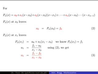 Newtons Divided Difference Formulation | PDF
