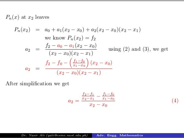Newtons Divided Difference Formulation
