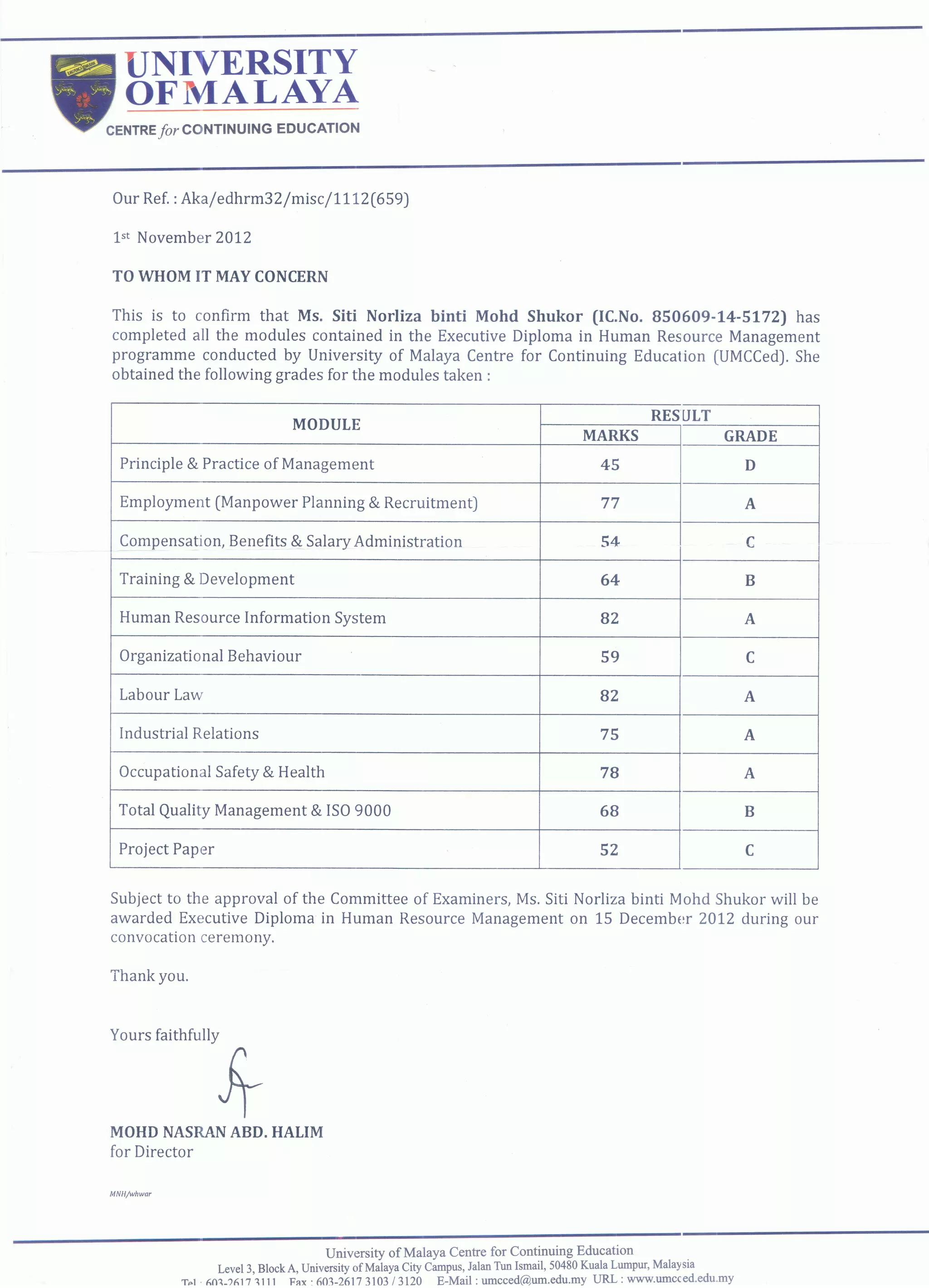 MY (examination transcript) | PDF