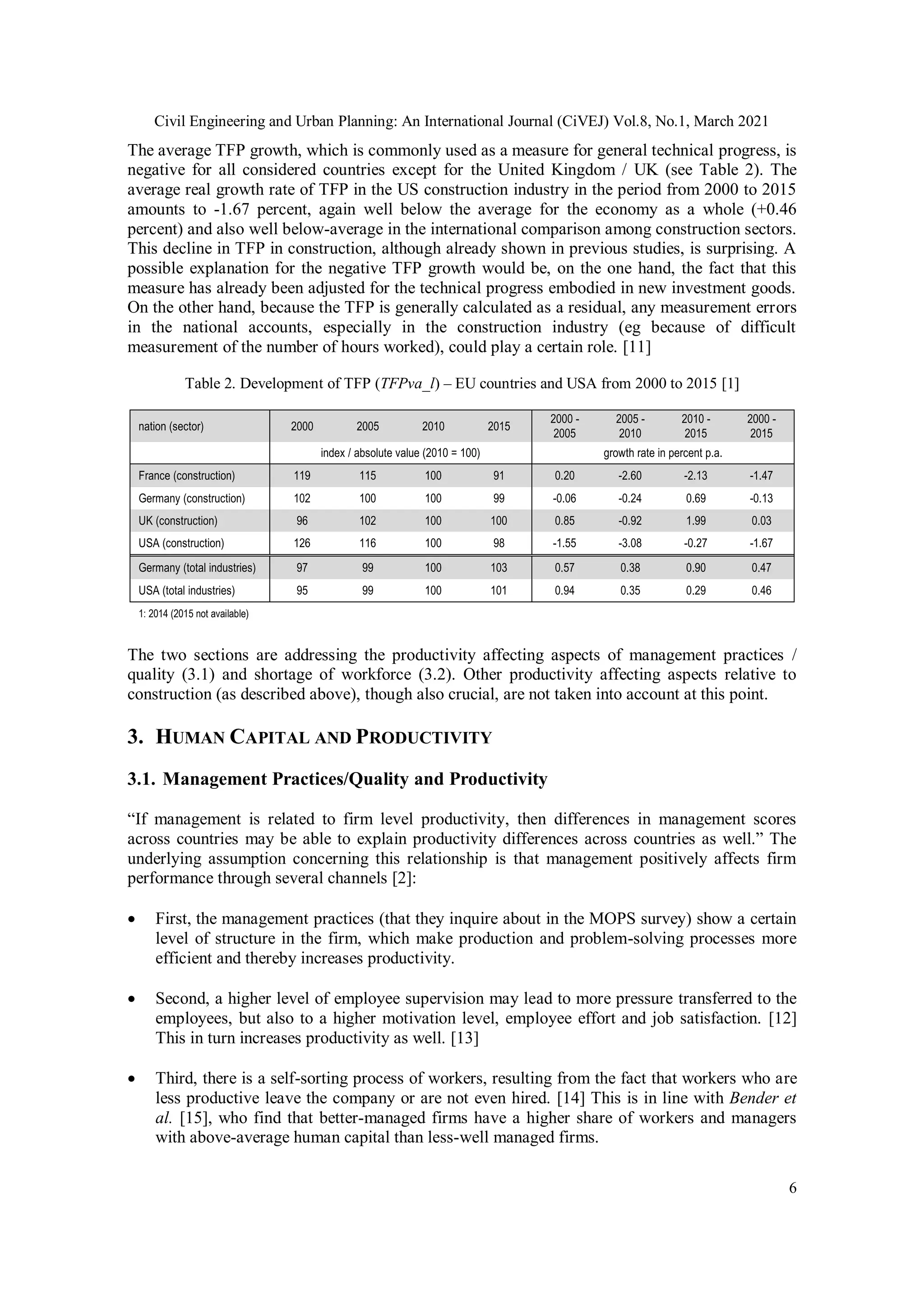 Productivity Development in the Construction Industry and Human Capital ...