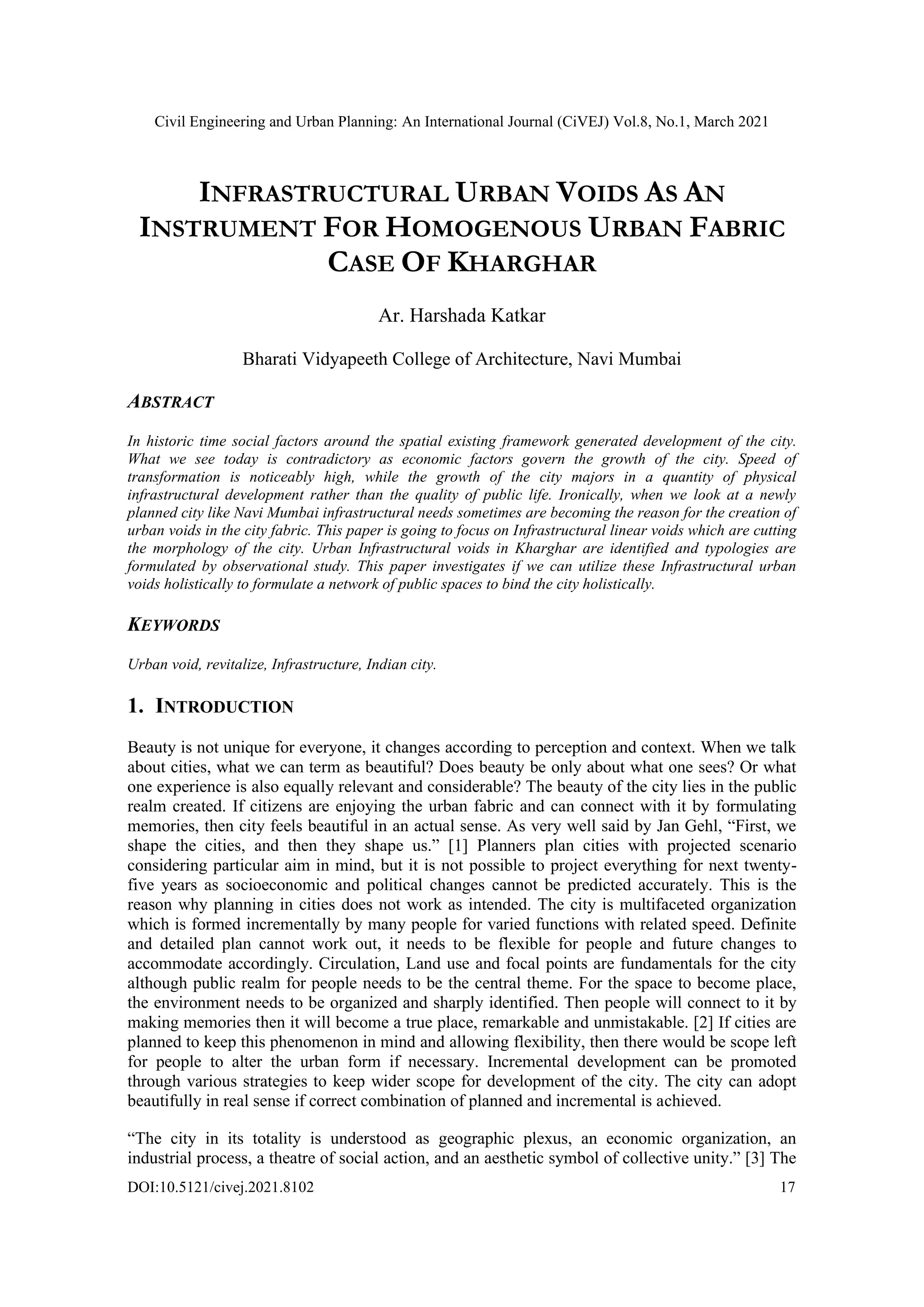 Infrastructural Urban Voids as an Instrument for Homogenous Urban ...