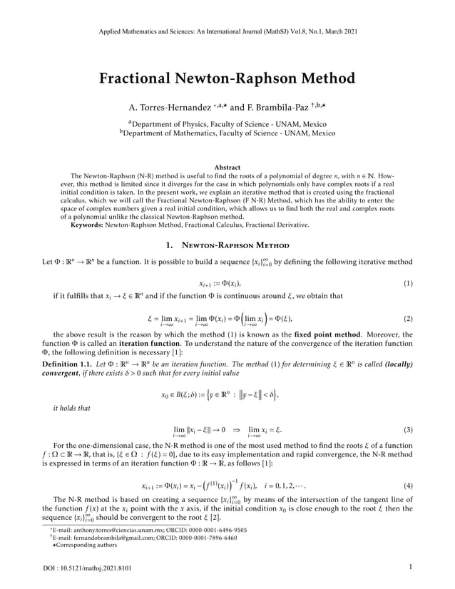 Fractional Newton-Raphson Method The Newton-Raphson | PDF | Physics | Science