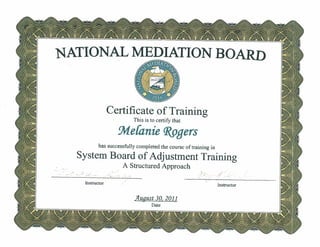 National Mediation Board - System Board Certificate | PDF