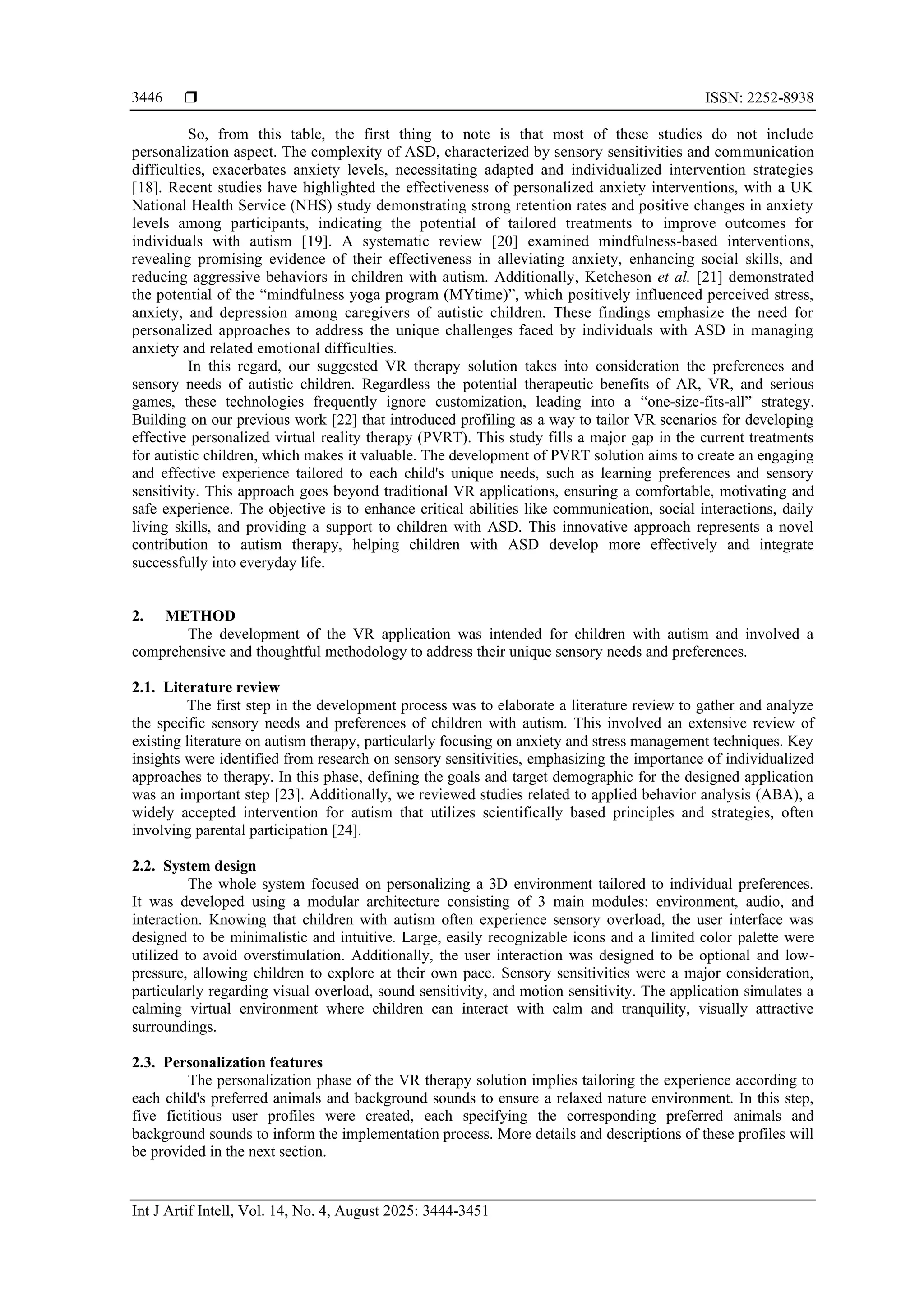 Personalized virtual reality therapy for children with autism spectrum disorder | PDF