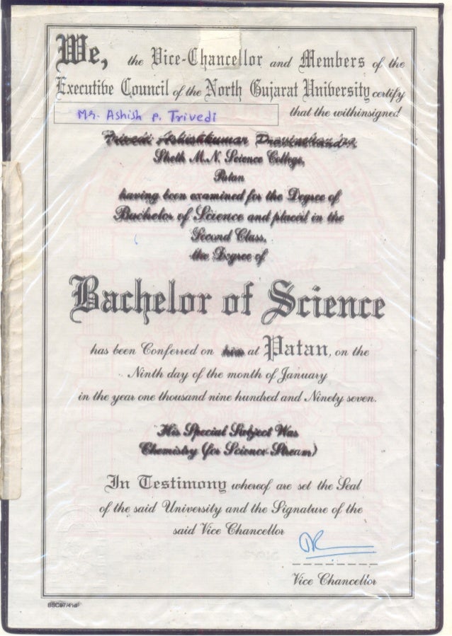 Degree B SC Certificate Degree B SC Certificate