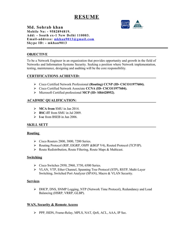 Md Sohrab Khan(Resume) | PDF