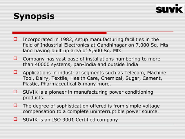 General - SUVIK_Corporate Presentation | PPT