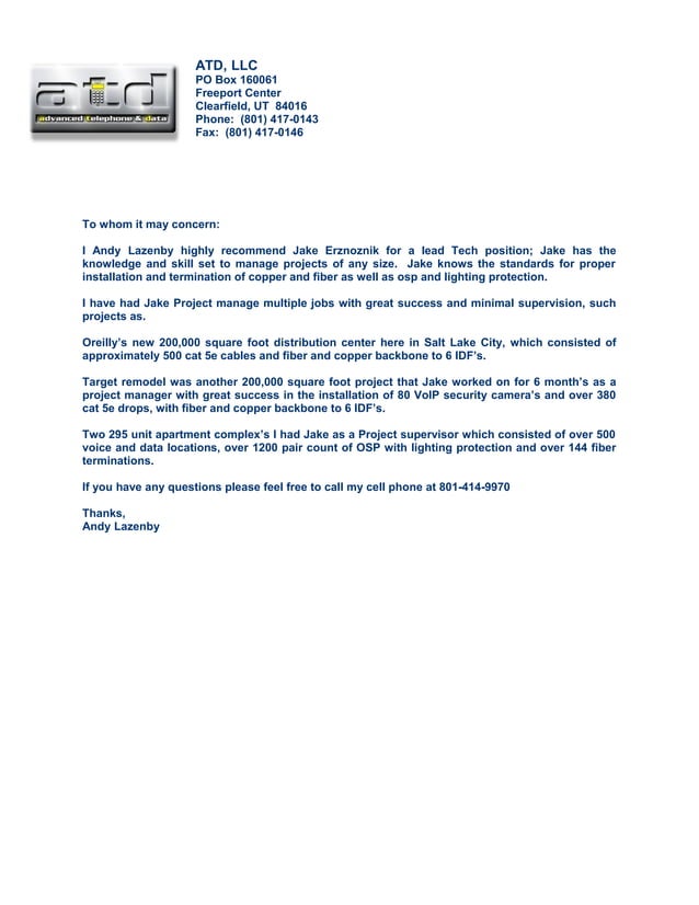 Letter Recommendation | DOC | Technology & Computing