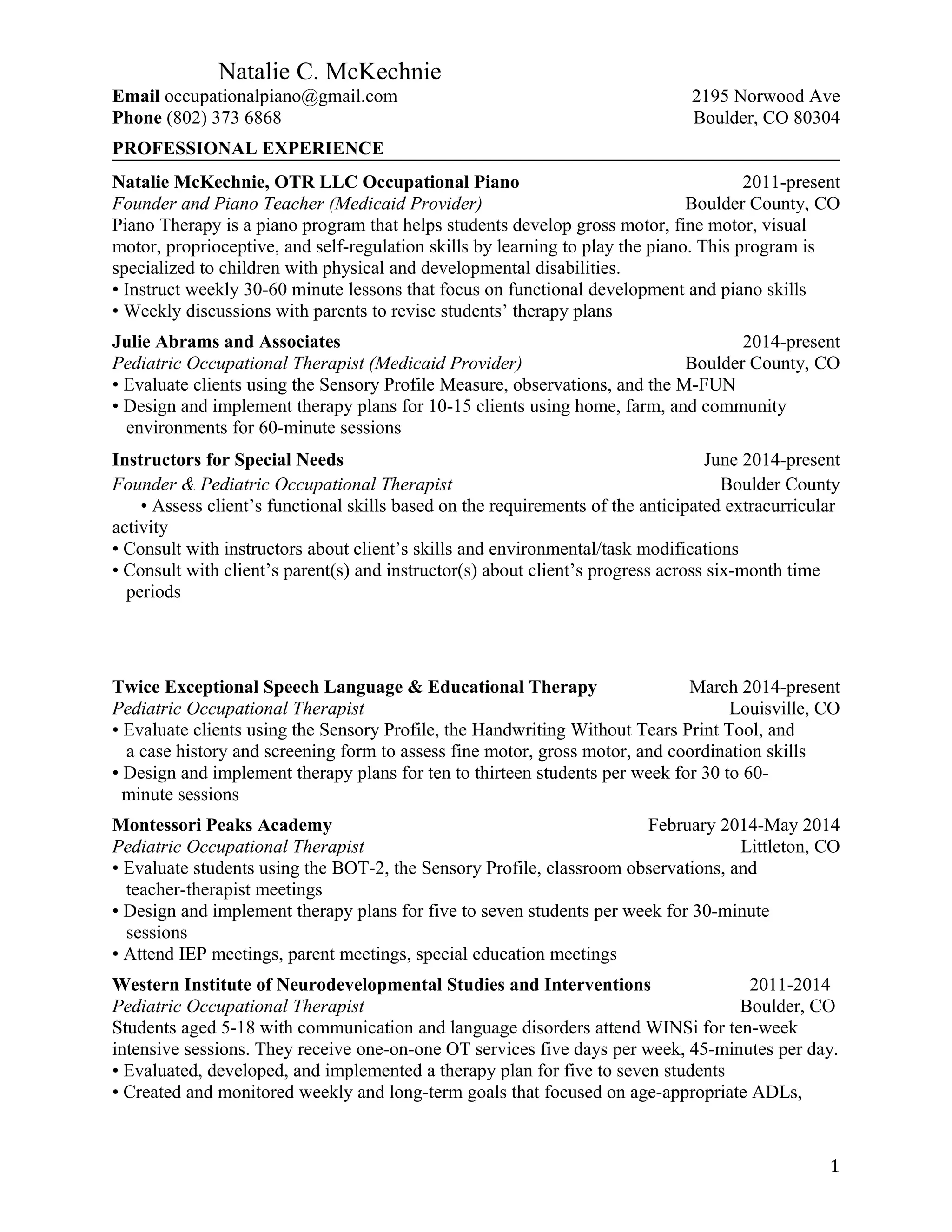 Natalie McKechnie Resume | PDF