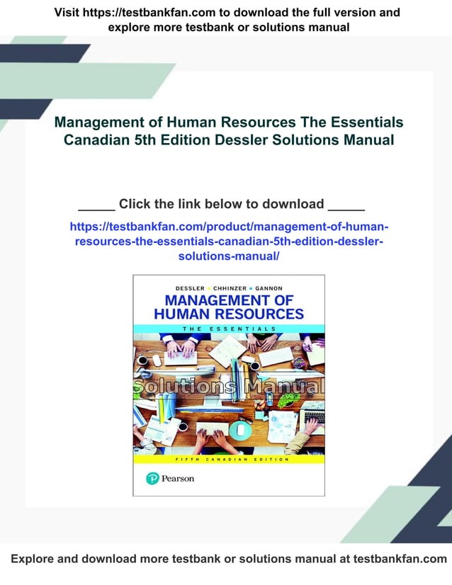 Management of Human Resources The Essentials Canadian 5th Edition ...