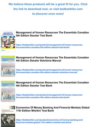 Management of Human Resources The Essentials Canadian 5th Edition ...