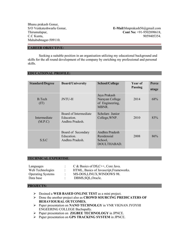 Bhanu resume | PDF