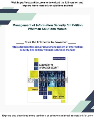 Management of Information Security 5th Edition Whitman Solutions Manual ...