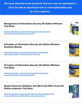Management of Information Security 5th Edition Whitman Solutions Manual ...