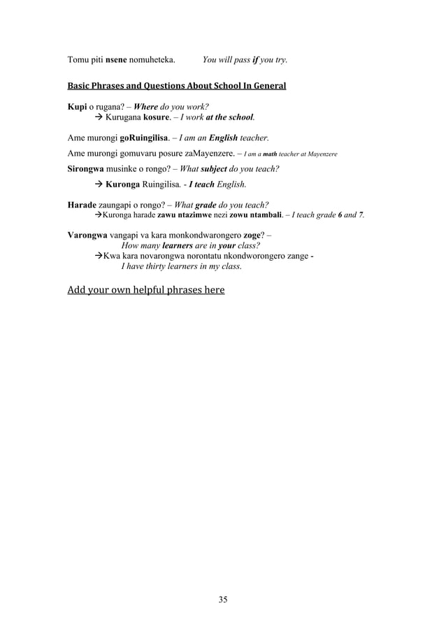 Rukwangali Language Manual | PDF