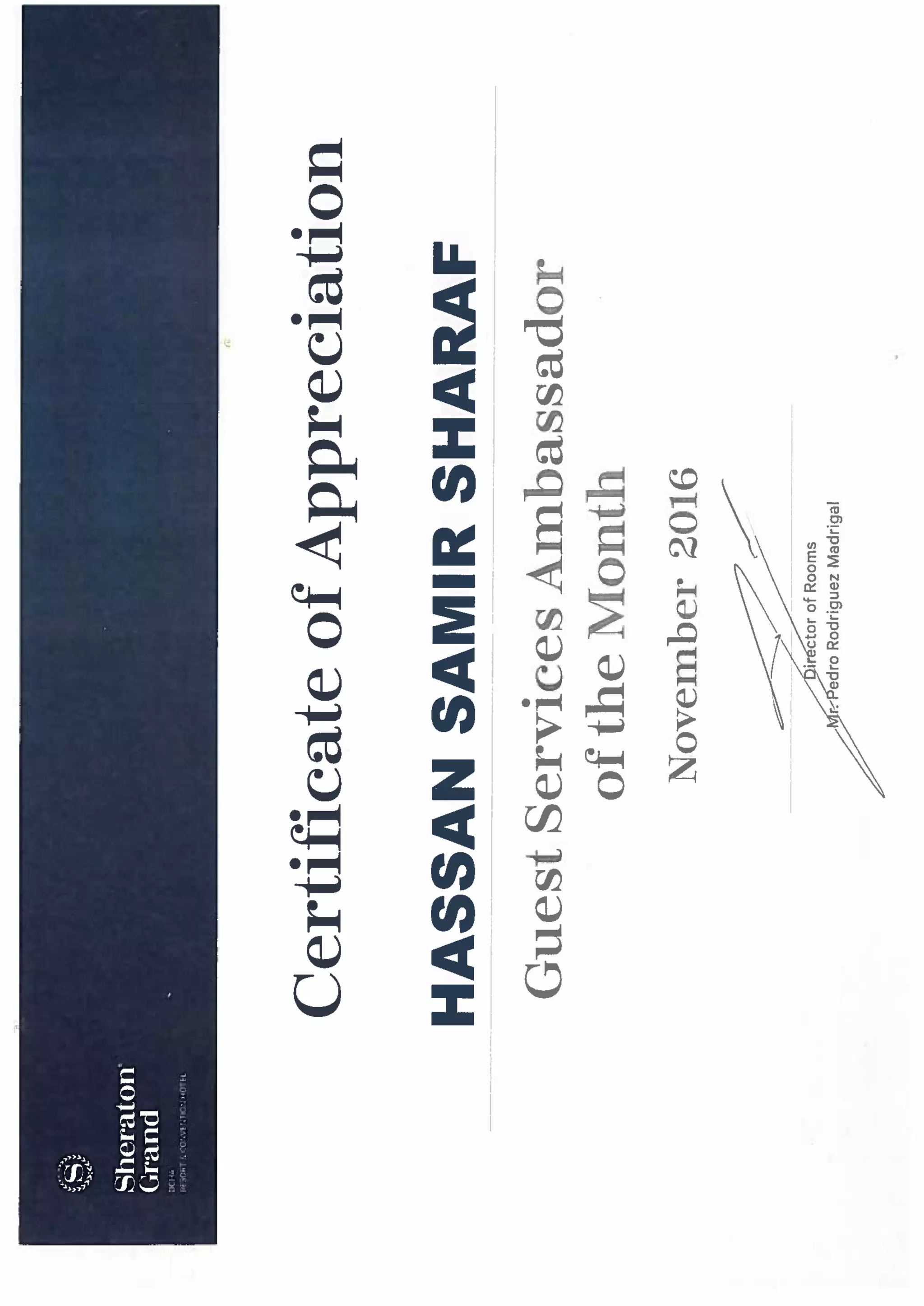 Certificate of Appreciation Guest Services Ambassador | PDF