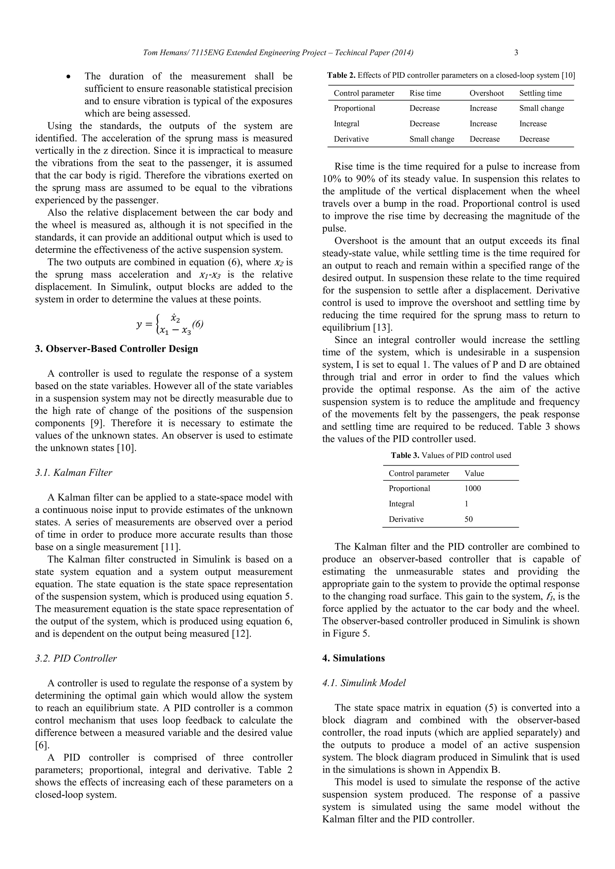 Observer-based controller design and simulation for an active ...