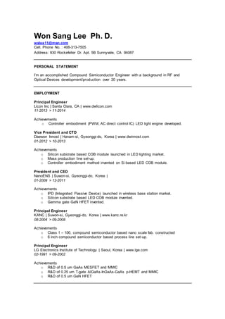 WSLEE Resume_Dec022014 | PDF