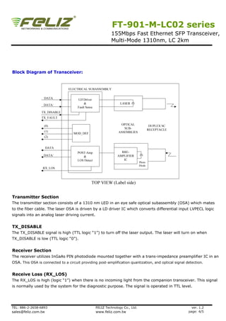 SFP(FT-901-M-LC02)_DataSheet_ver_1.2 | PDF