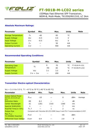 SFP(FT-901B-M-LC02)_DataSheet_ver_1_2 | PDF