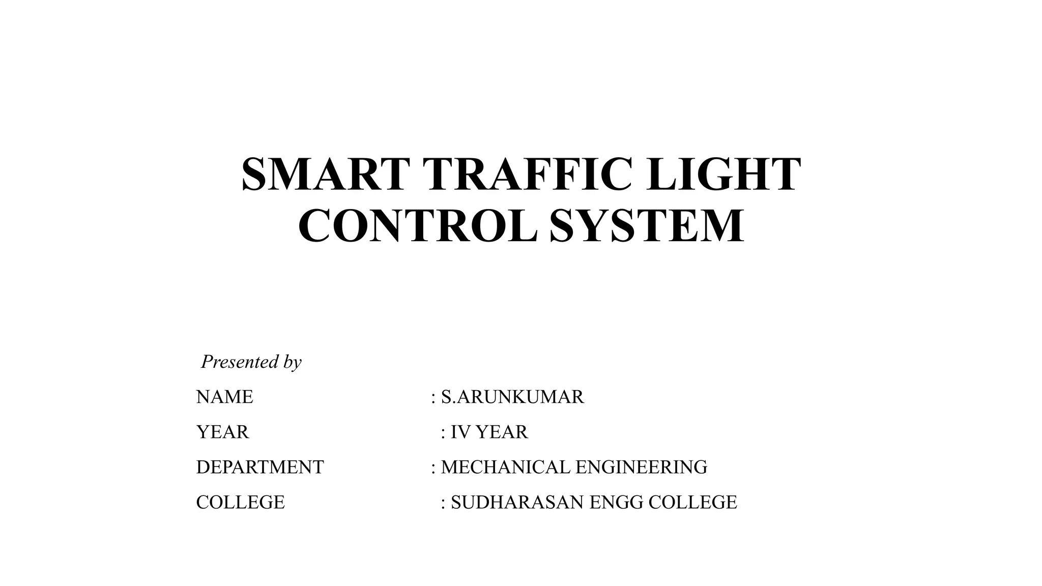 smart traffic light control system | PPTX