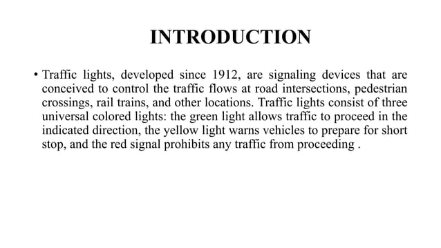 smart traffic light control system | PPTX | Consumer Electronics | Technology & Computing