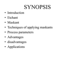 CHEMICAL MACHINING | PPTX | Chemistry | Science