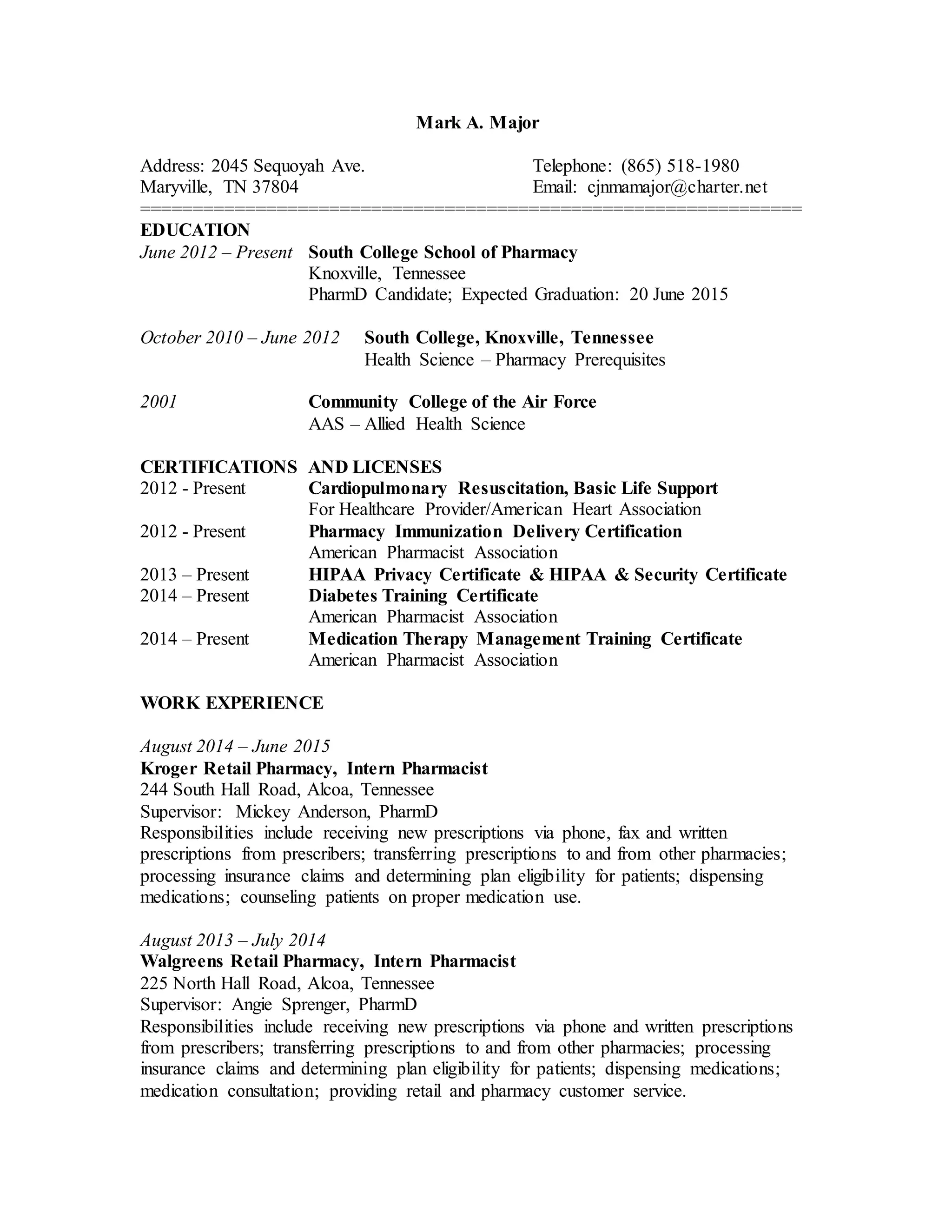 Mark A. Major CV | PDF