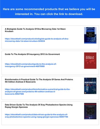 Guide To Analysis Of Dna Microarray Data 2nd Edition Steen Knudsen | PDF