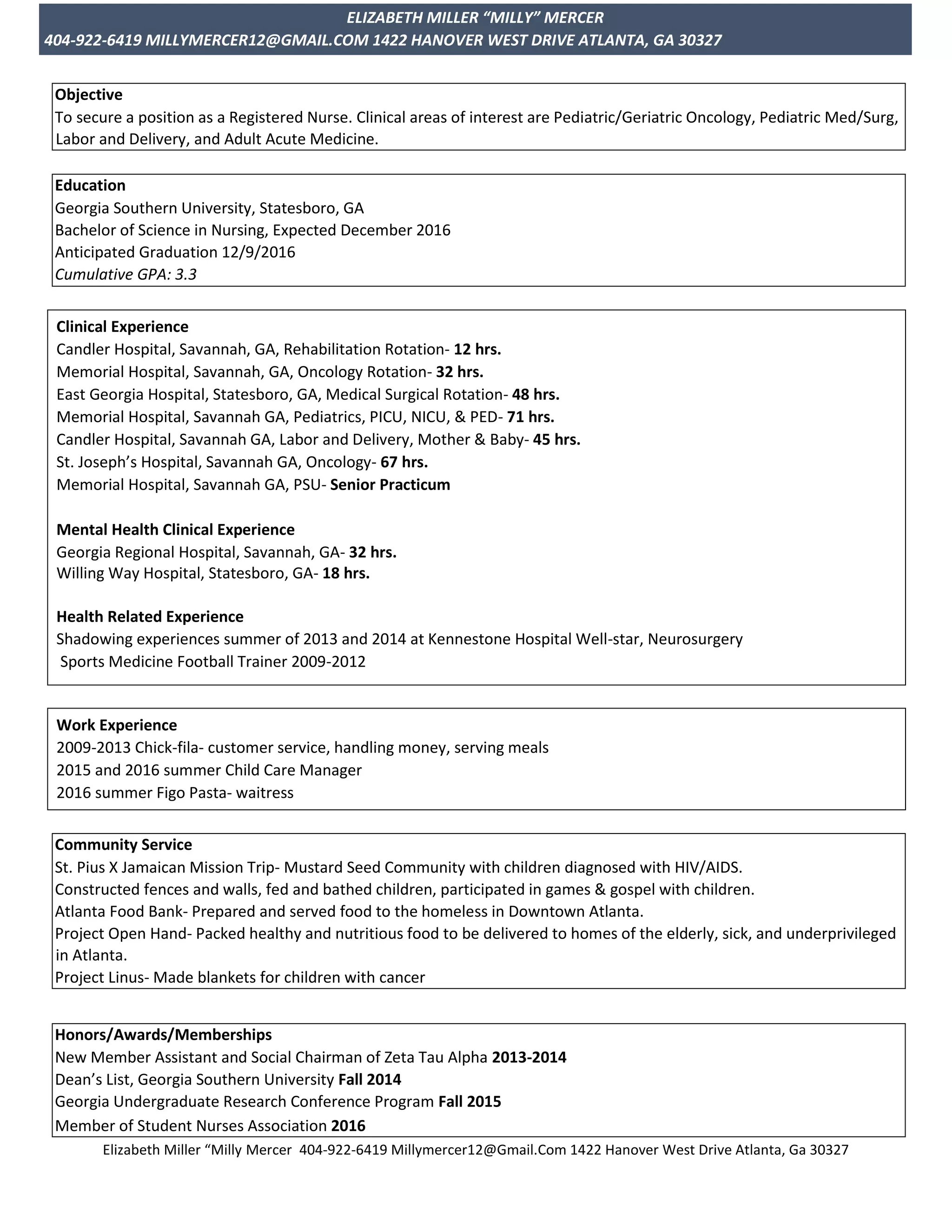 milly mercer resume | PDF