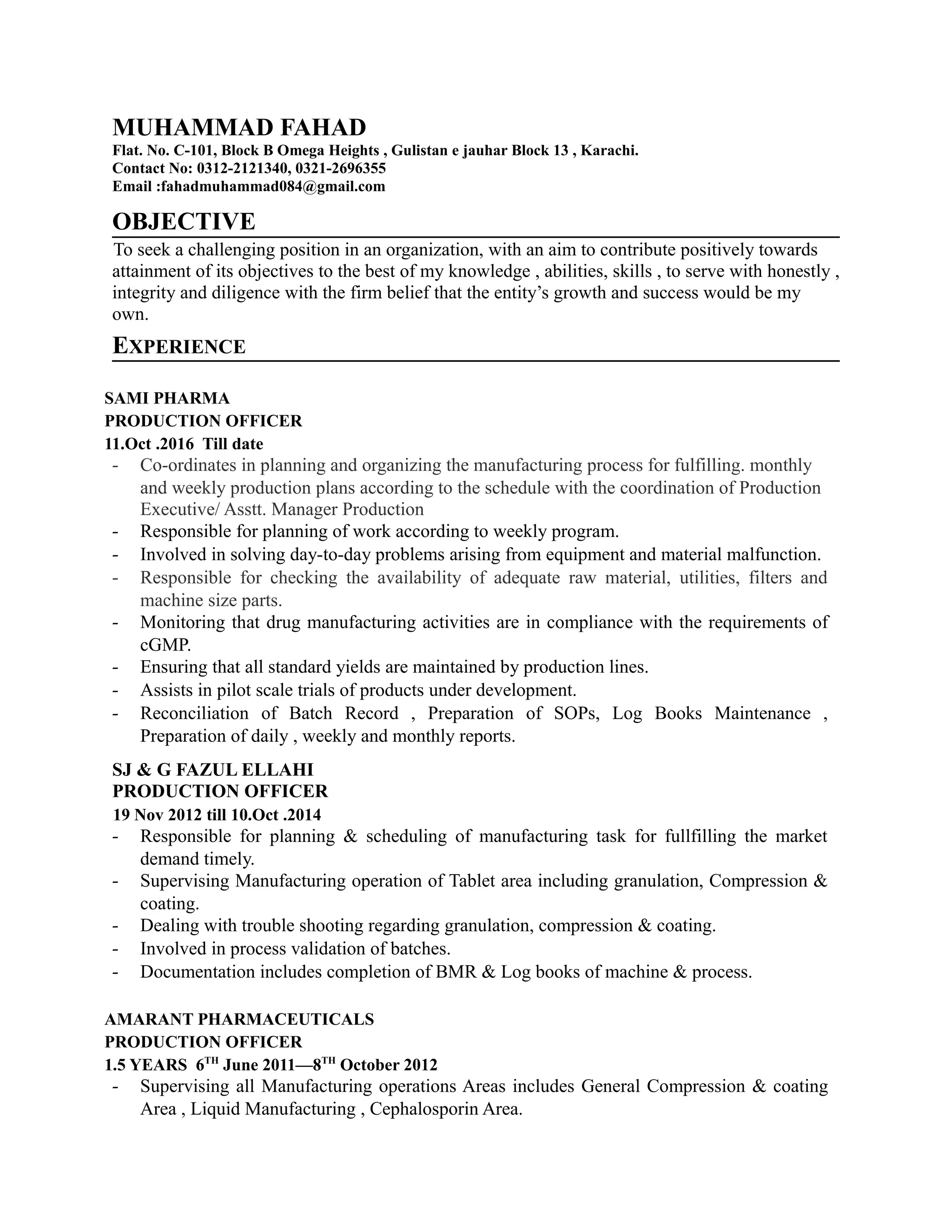 Curriculum Vitae | DOC | Manufacturing Industry | Industries