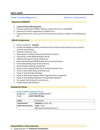 Dba_resume | DOC