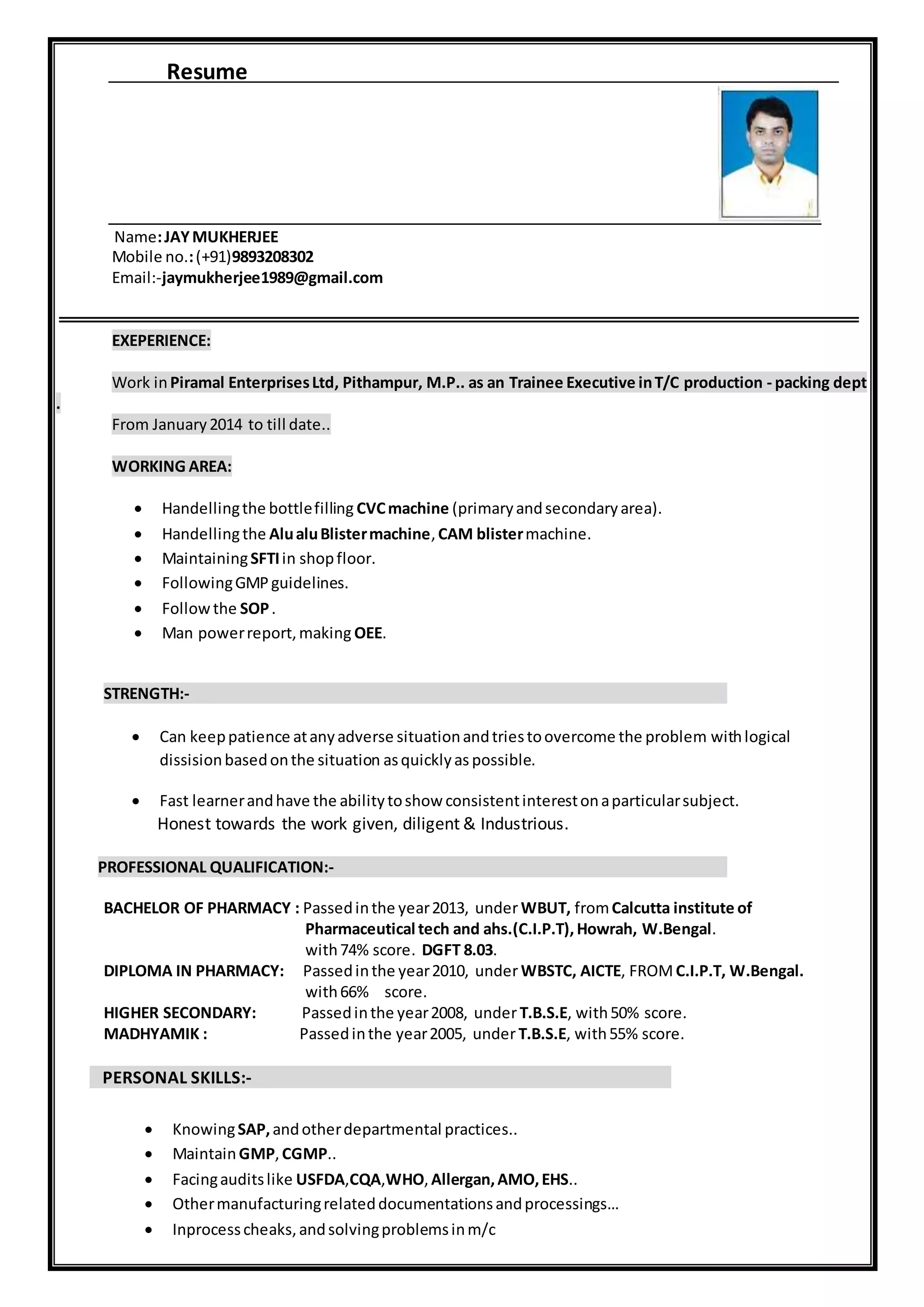 jay mukherjee resume | DOCX