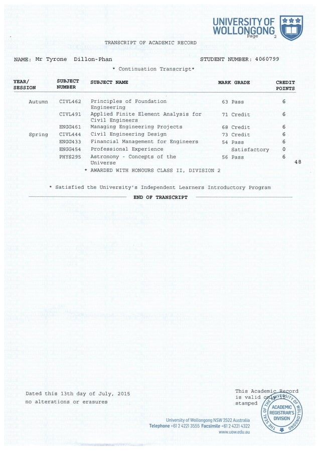 Academic Transcript | PDF