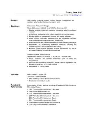 Dana Holt resume | DOCX