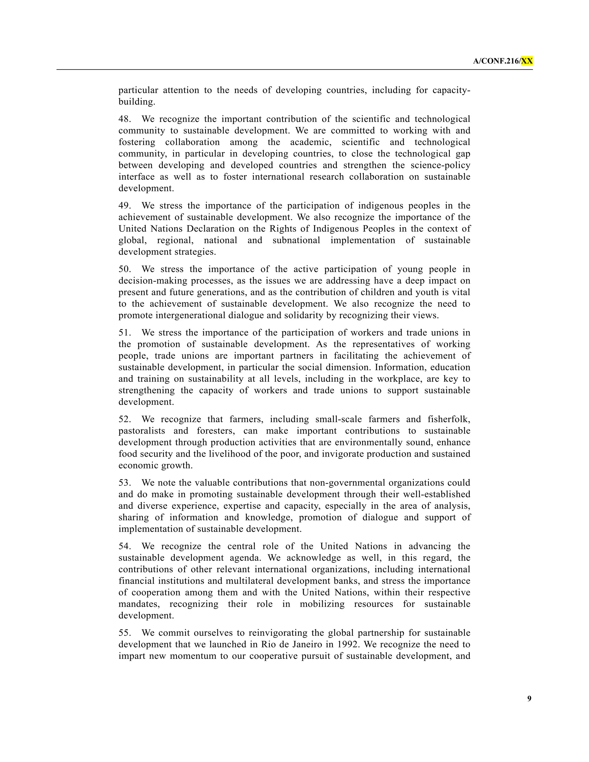 Report of the UN Conference on Sustainable Development Rio de Janeiro, Brazil 20–22 June 2012 | PDF