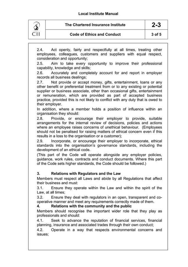 CII Code of Ethics | PDF