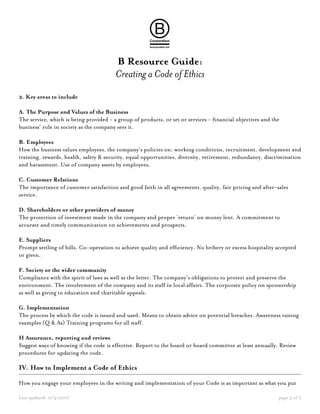 B Resources - Creating a Code of Ethics | PDF