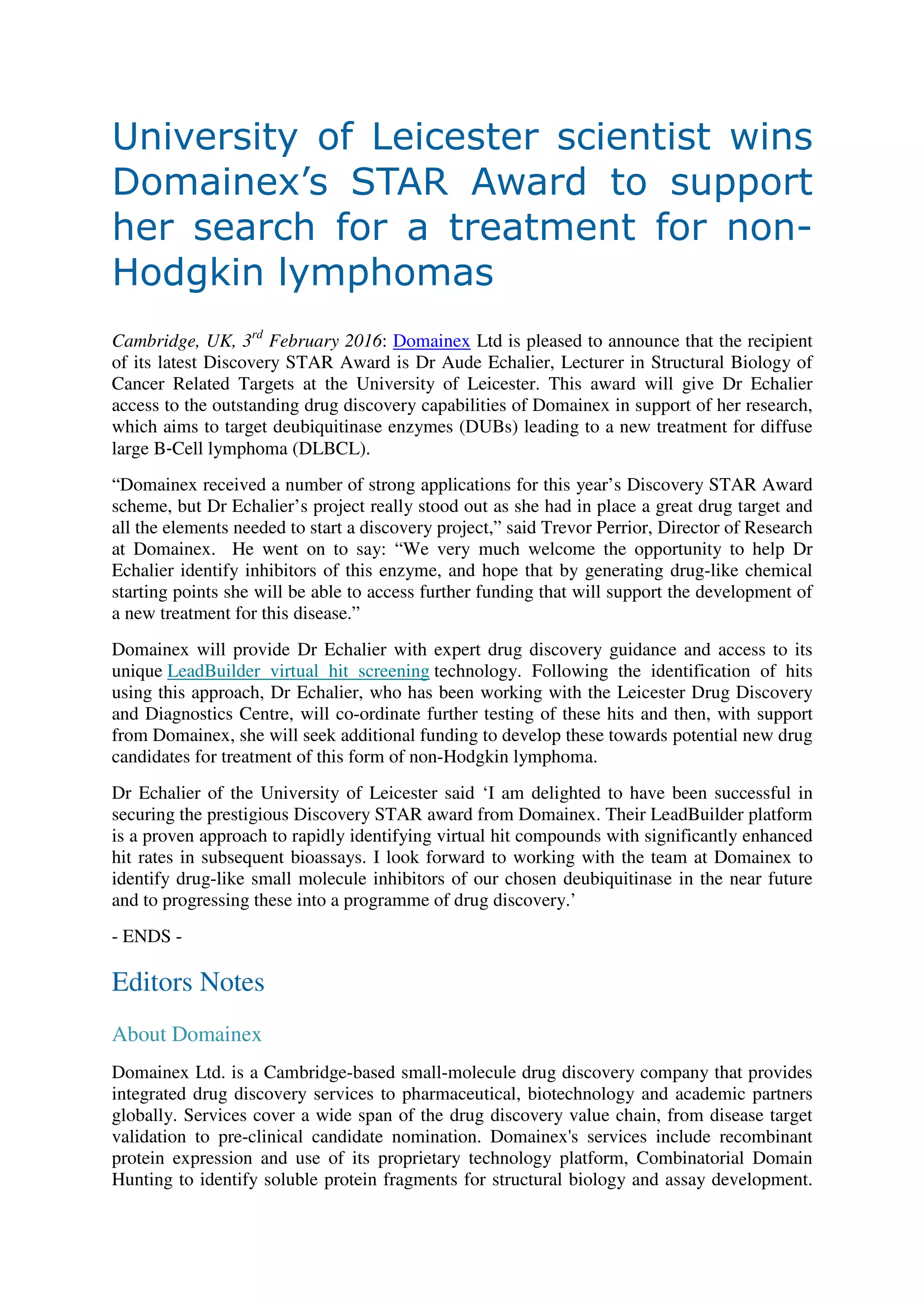 University of Leicester Press release 2016 | PDF