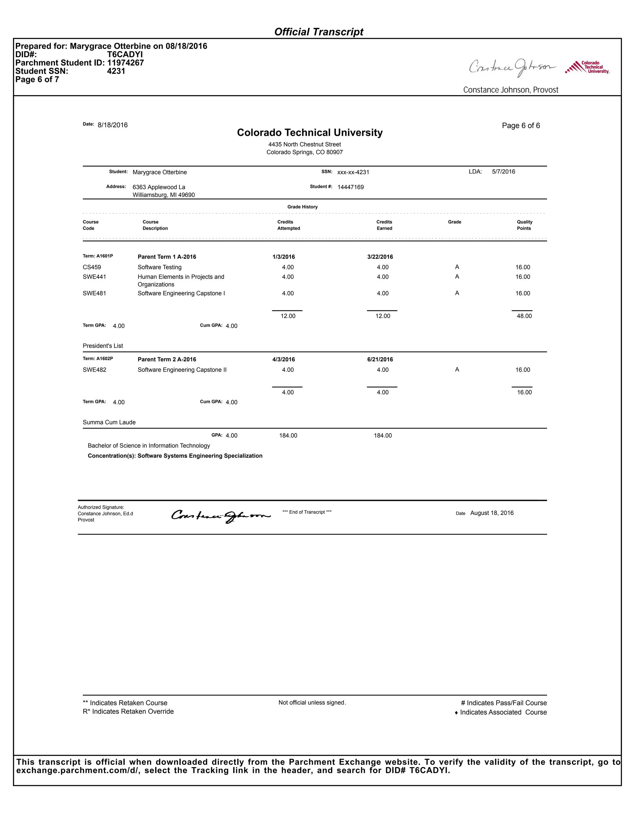 CTU Transcript | PDF