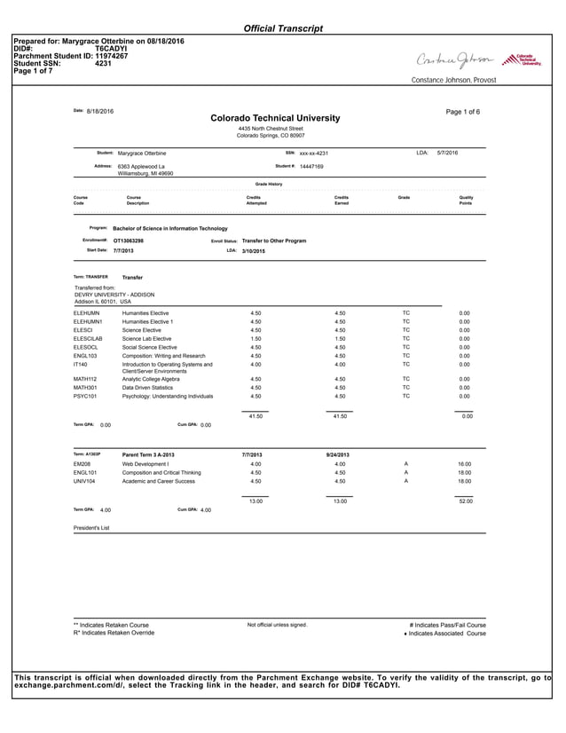 CTU Transcript | PDF