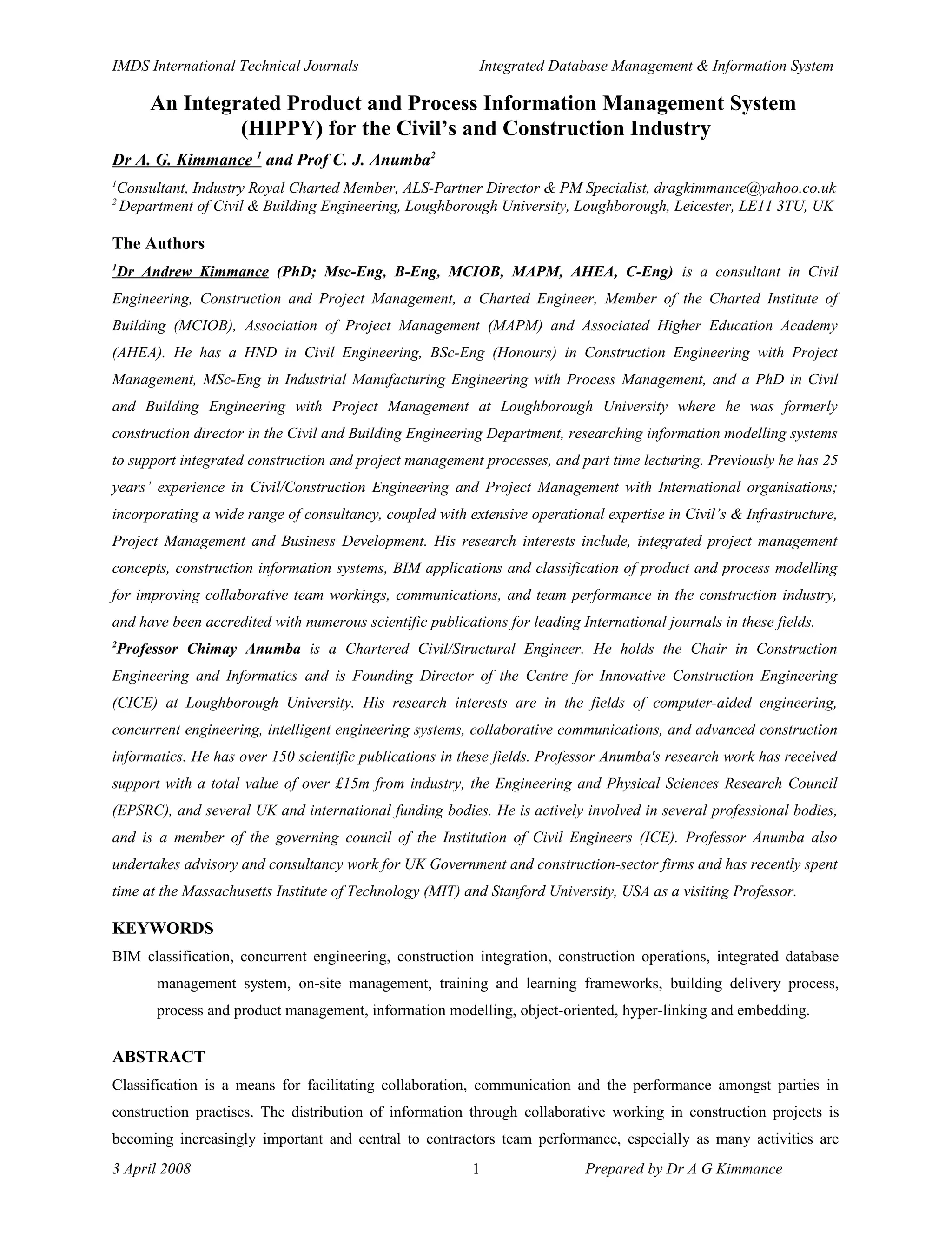 Integrated Information System for Construction Operations | DOC
