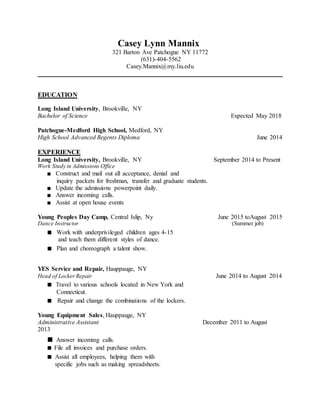 Sophomore Resume WORD | PDF