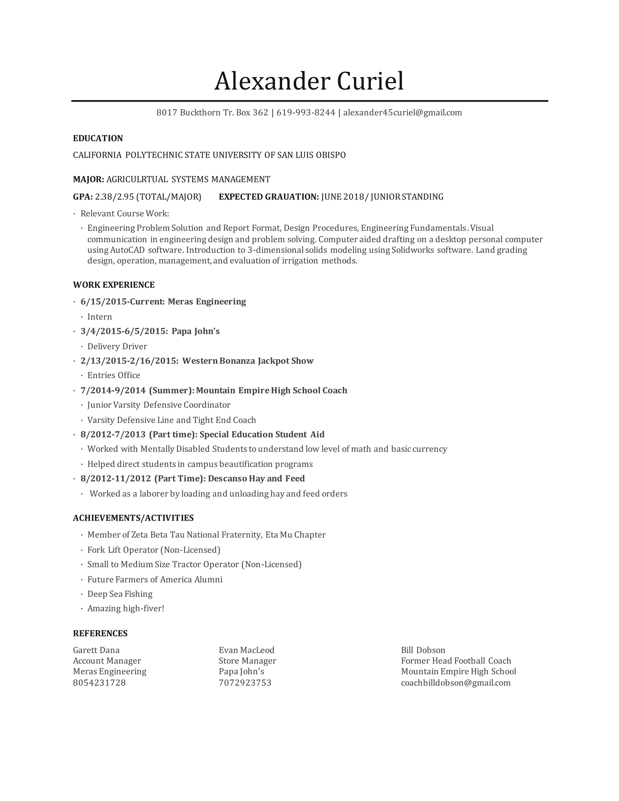 Alexander Curiel Resume | DOCX