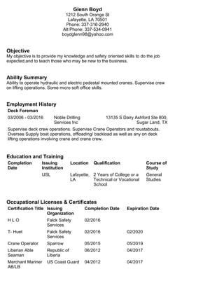 Glenn Boyd Resume | PDF