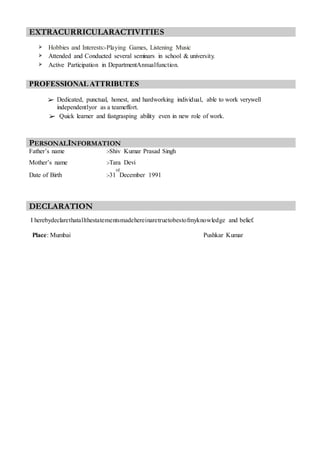 Pushkar Kumar Resume | DOCX | Technology & Computing