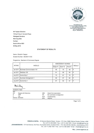 Graduation Letter of Yaseen Ebrahim | PDF