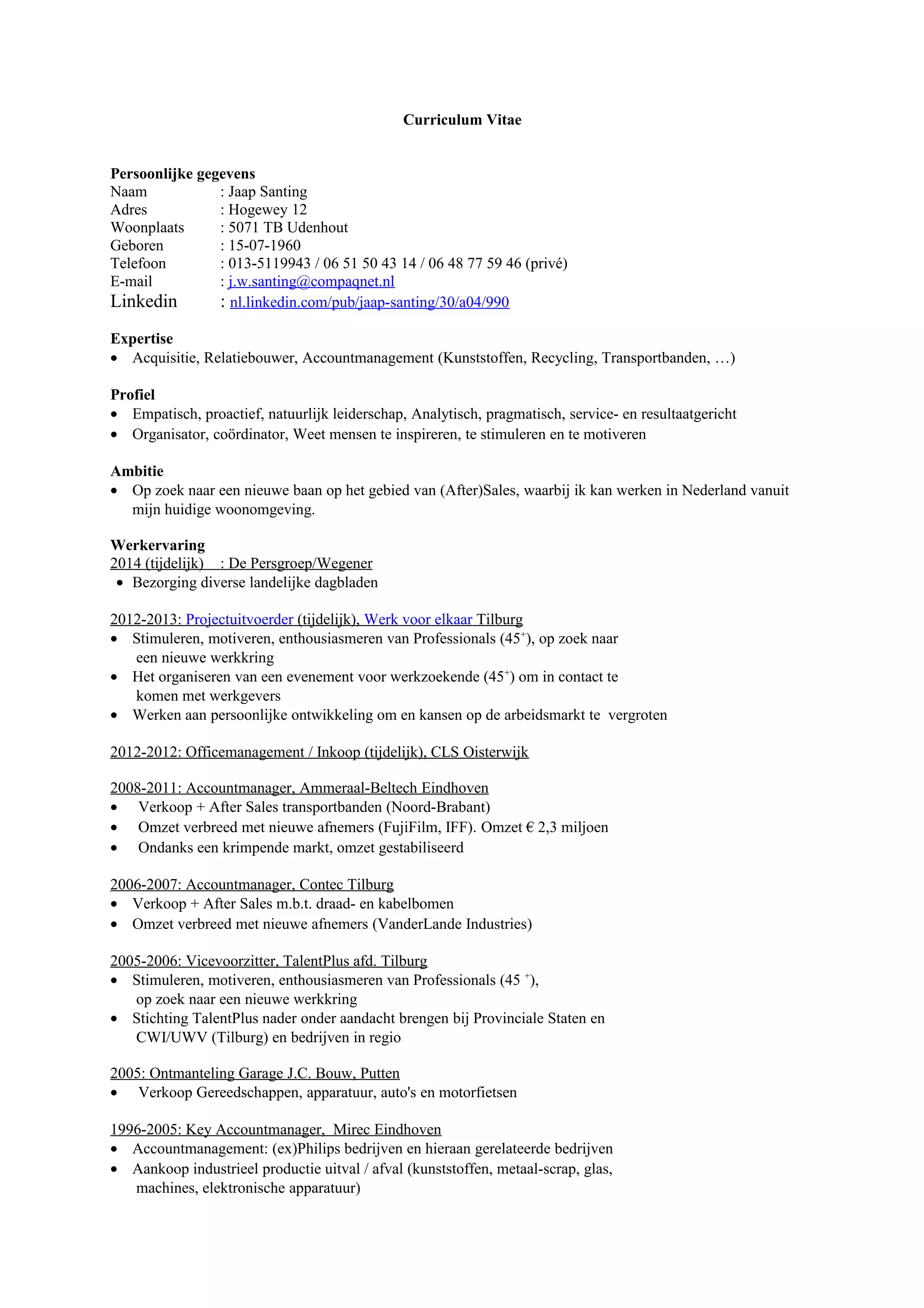 CV JWS 2015 A | DOC | Business | Business and Finance