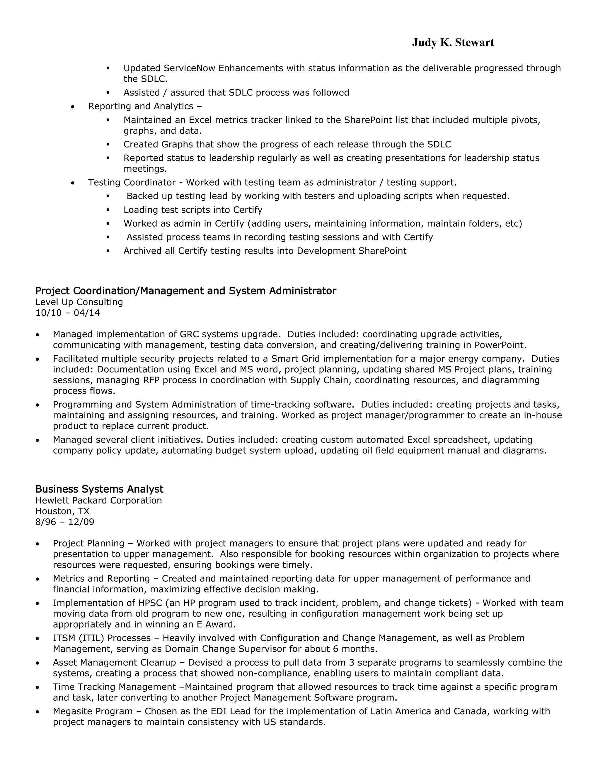 Judy Stewart - Resume | PDF